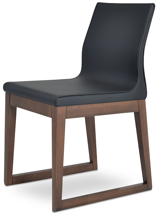 Buy Polo Wooden Sled Base Leather Upholstered Cafe Chair | 212Concept